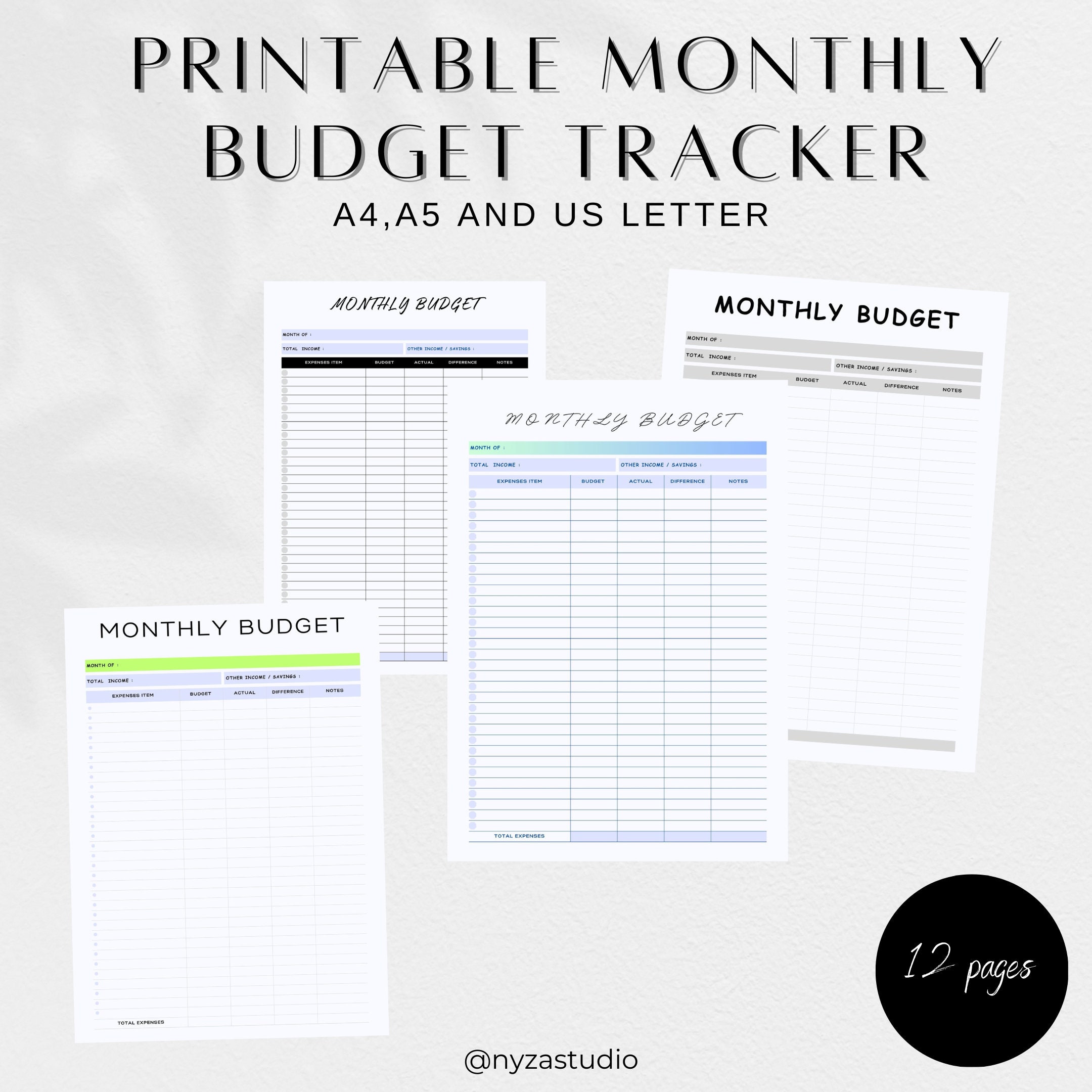 Budget Planner Printable, Budget Tracker Template, Easy Financial ...
