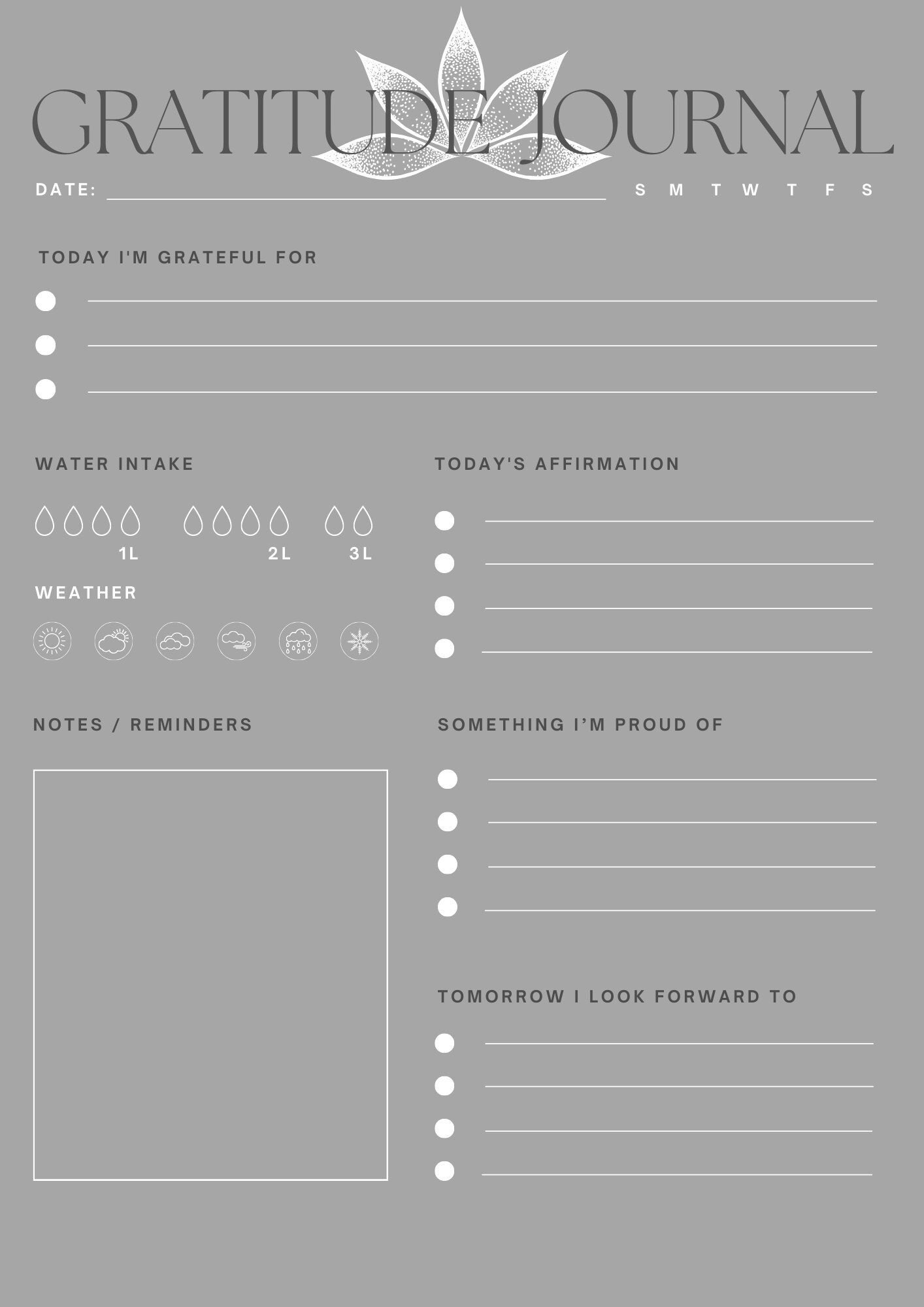 Printable Daily Gratitude Worksheet PDF - Etsy