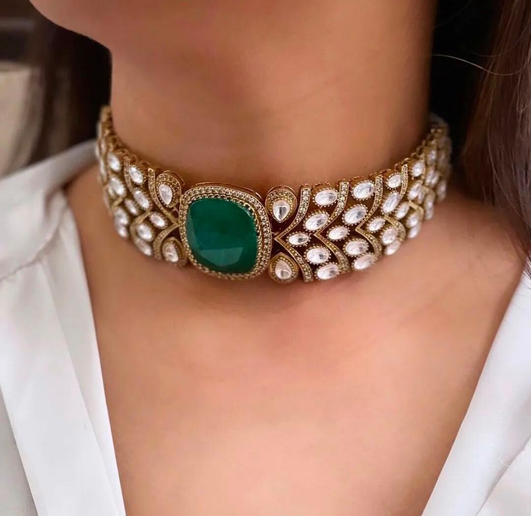 Victorian Choker Indian Jewelry Sabyasachi Necklace Emerald Indian ...