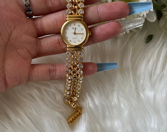 9ct Gold Women Watch With a Genuine Diamond Set in a Peal Face - Etsy