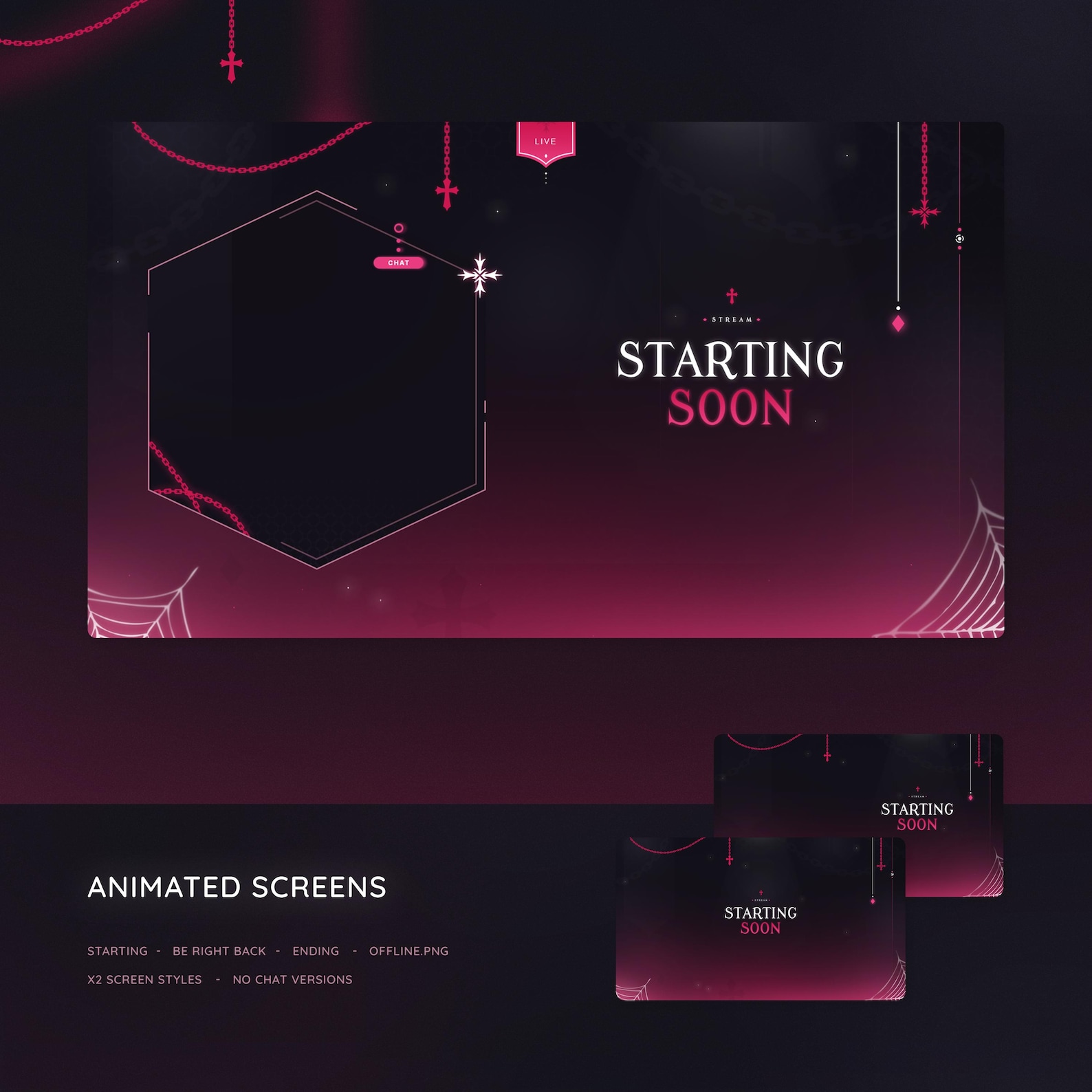 Gothic Shadow Animated Stream Pack: Dark Minimal Overlays and Widgets ...
