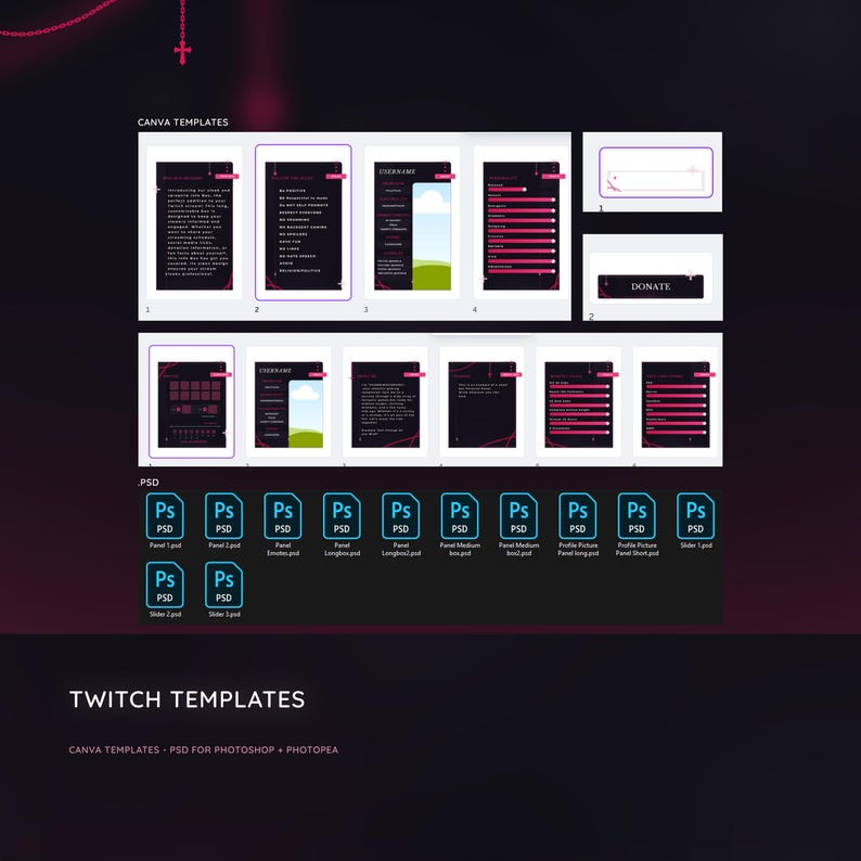 Gothic Shadow Customizable Twitch Panels: Dark Minimal Goth Theme ...
