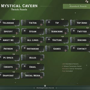 Mystical Cavern Twitch Panels, Customizable, Sliders | Magical Mushroom ...