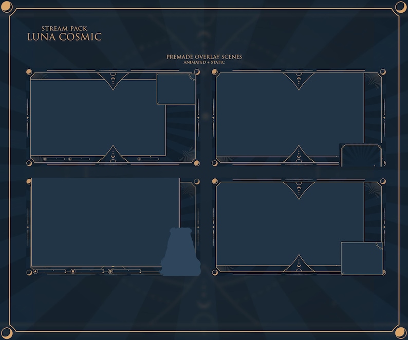 Luna Cosmic Stream Pack for TWITCH | Tarot Cards, Twitch Overlay, Dark ...