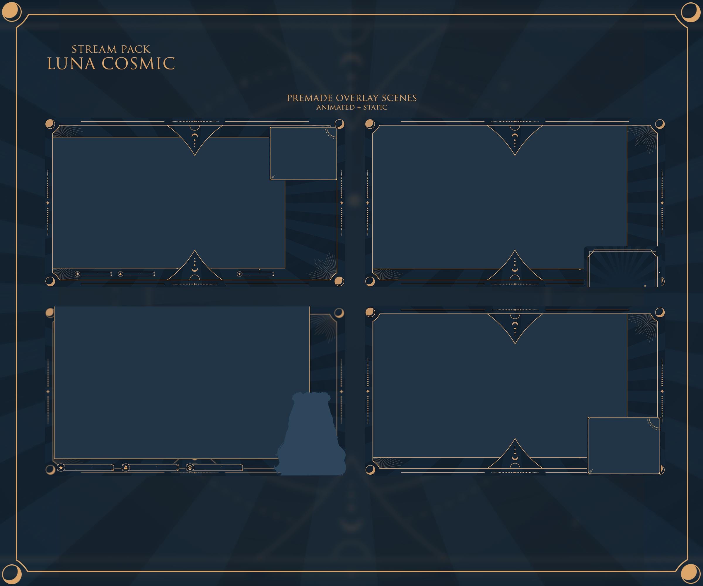 Luna Cosmic Stream Pack for TWITCH | Tarot Cards, Twitch Overlay, Dark ...
