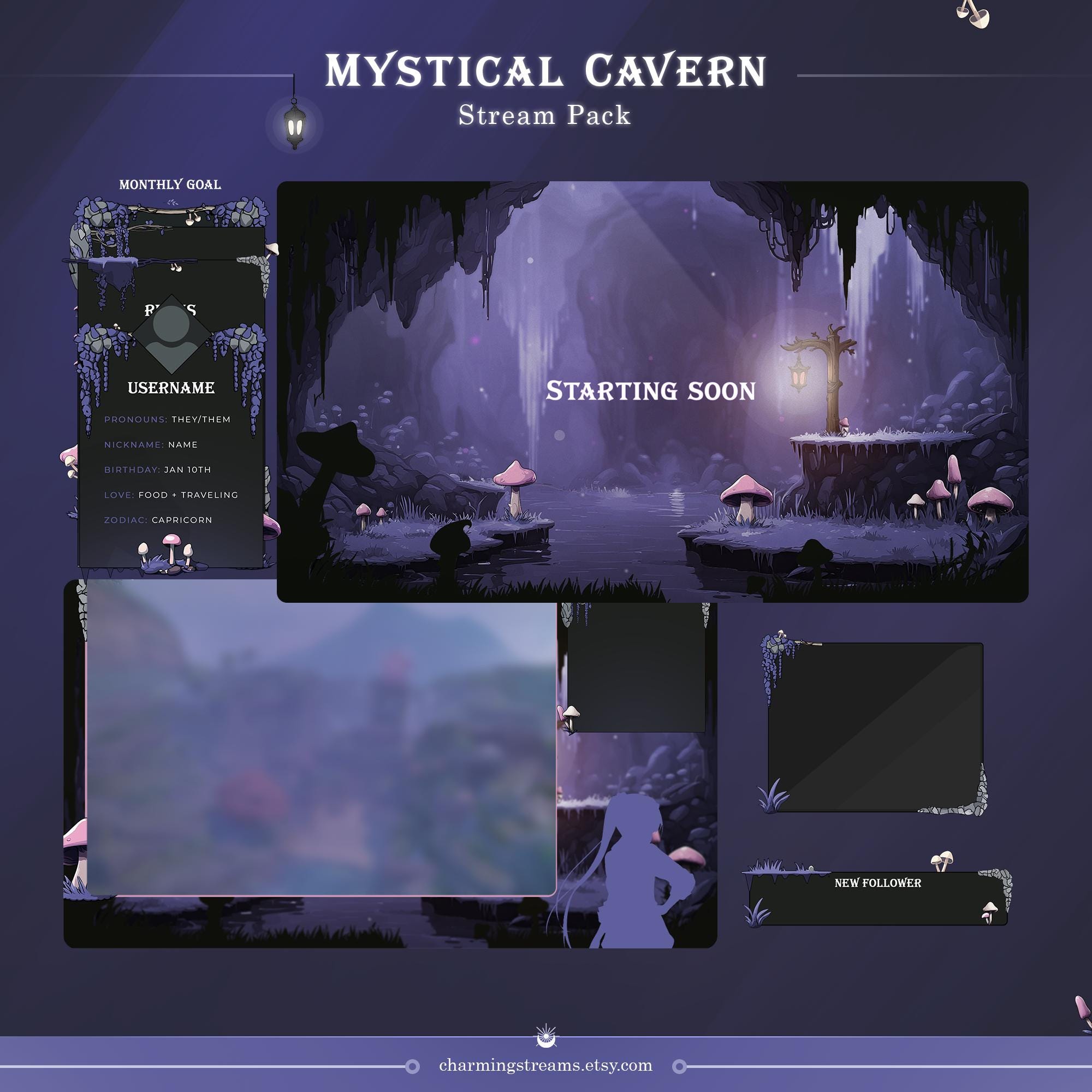 Mystical Cavern Animated Stream Pack: Magical Mushroom Fantasy Overlays ...