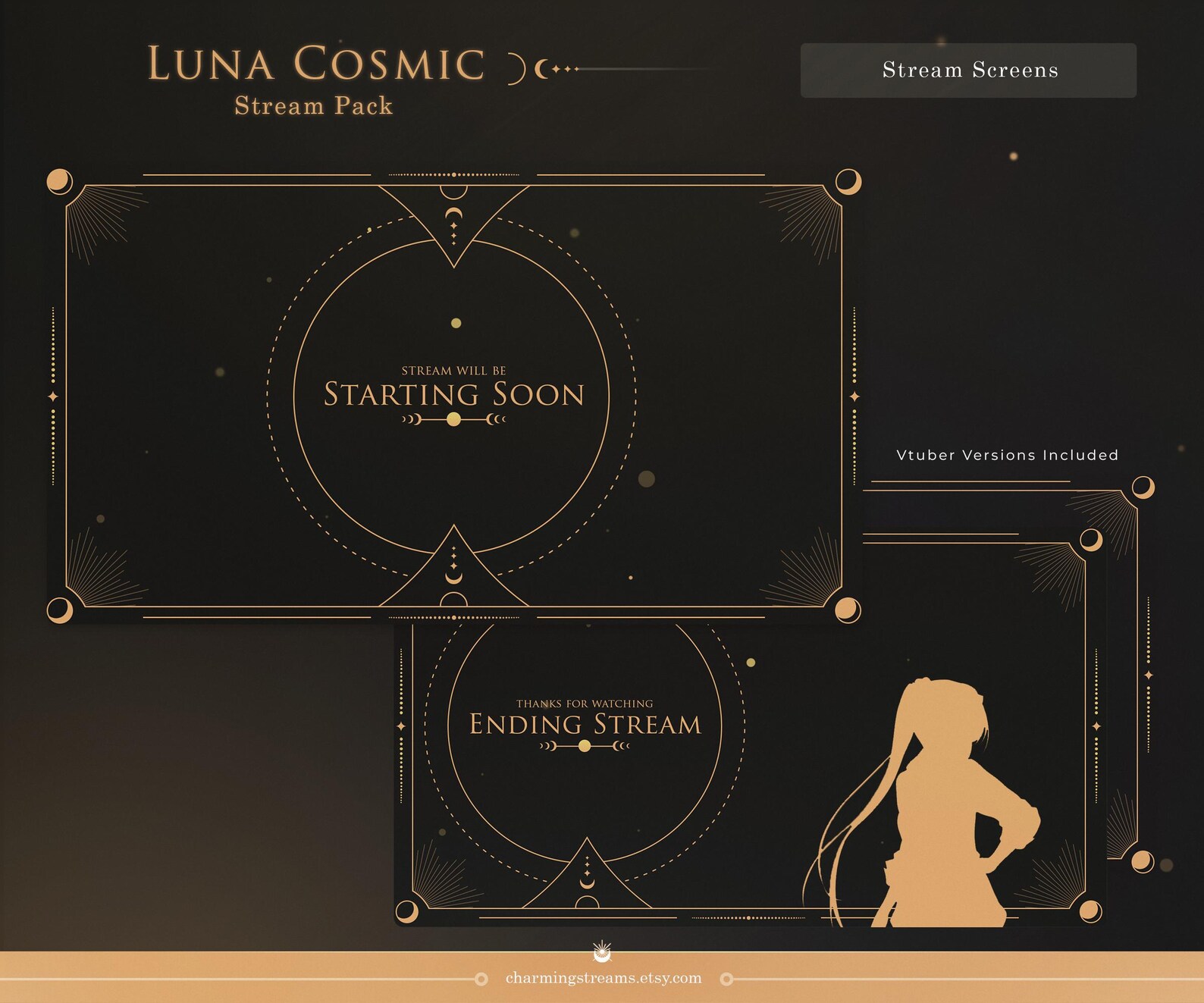 Luna Cosmic Stream Pack for Twitch Tarot Cards, Twitch Overlay, Black ...