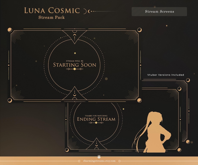 Luna Cosmic Stream Pack for Twitch| Tarot Cards, Twitch Overlay, Black ...