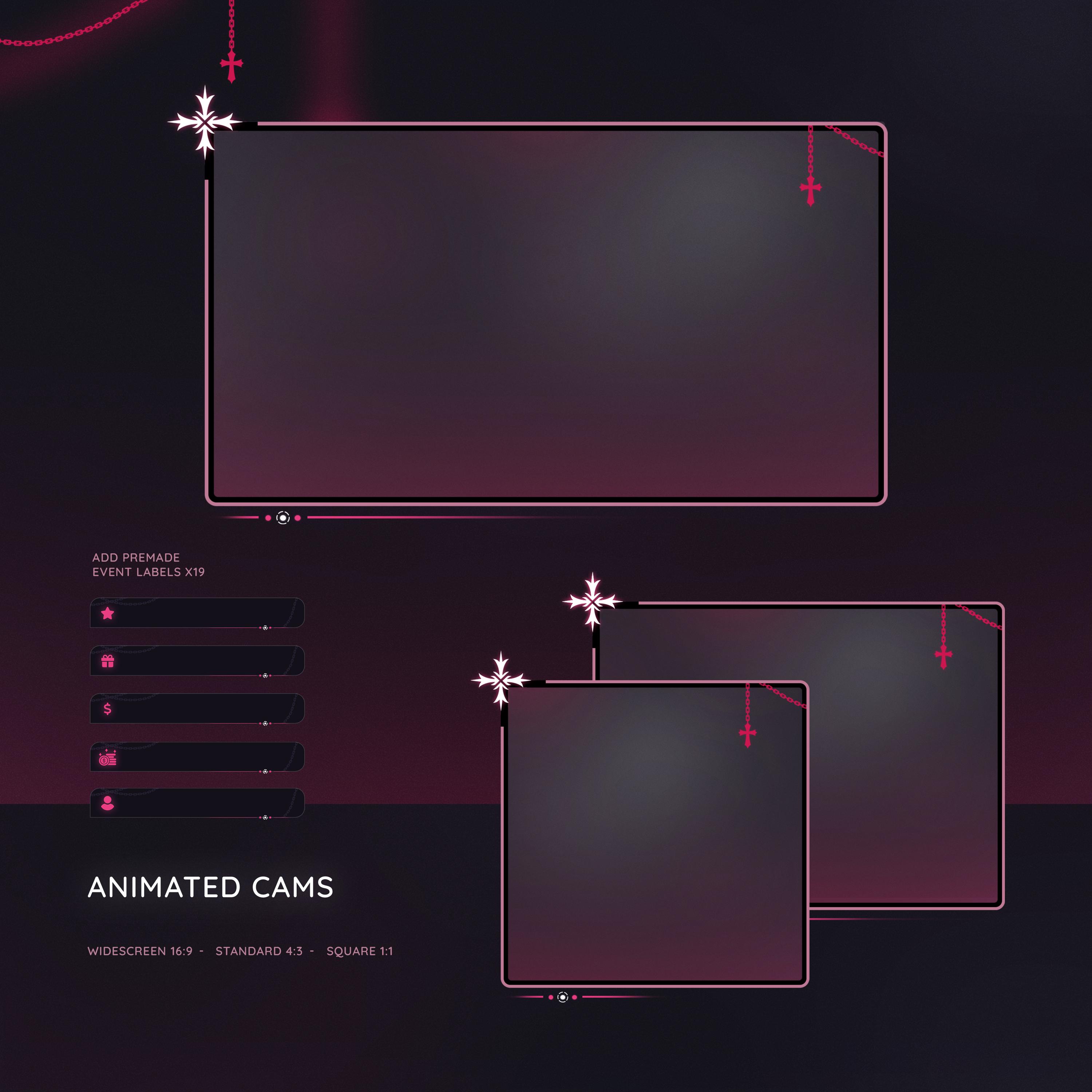 Gothic Shadow Animated Stream Pack. Dark Goth, Minimal Theme • Overlays ...
