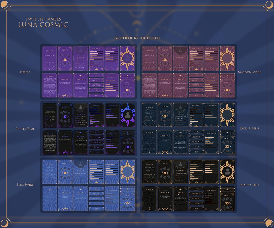 Luna Cosmic Tarot Twitch Panels – Customizable Stream Sliders (canva ...