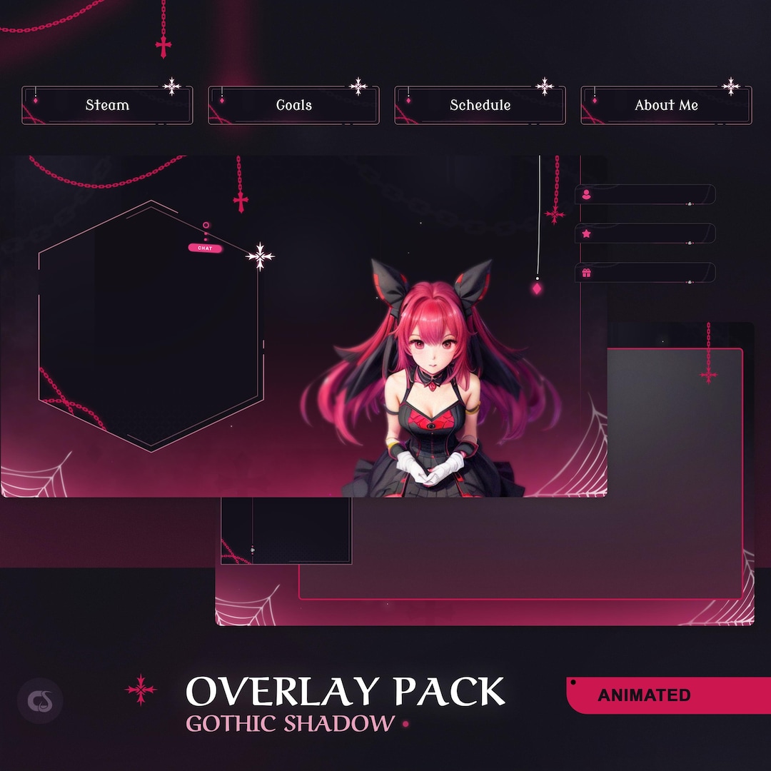Gothic Shadow Animated Vtuber Overlay Pack. Dark Goth Theme • Just ...
