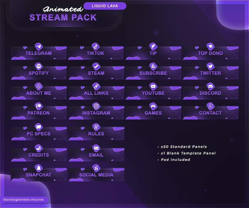 Liquid Lava Purple Stream Overlay Pack | Animated Twitch Screens ...