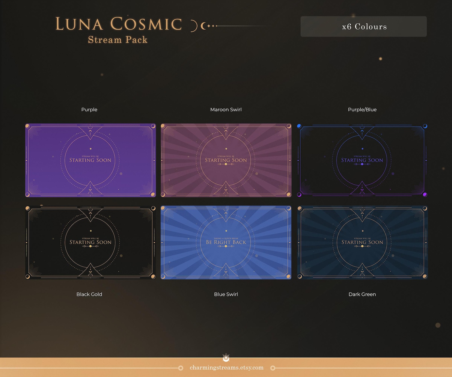 Luna Cosmic Stream Pack for Twitch Tarot Cards, Twitch Overlay, Black ...