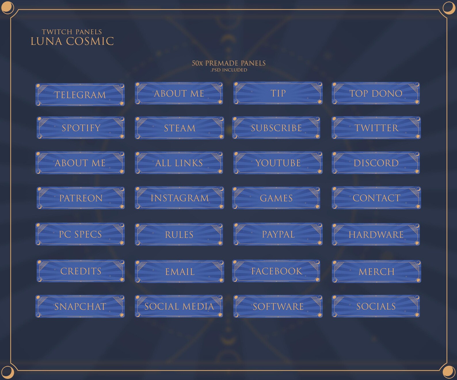 Luna Cosmic Tarot Twitch Panels – Customizable Stream Sliders (canva ...