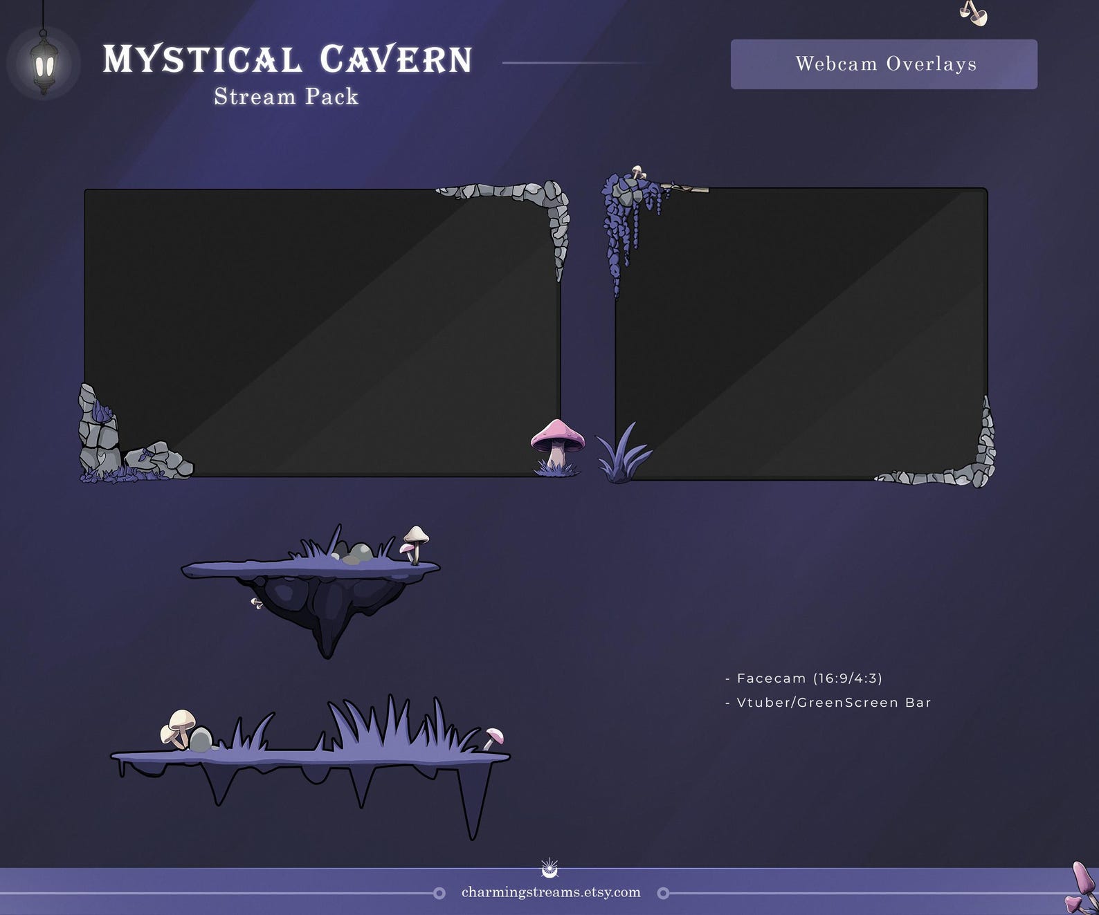 Mystical Cavern Stream Package for TWITCH Magical Mushroom, Enchanted , Glow Mushroom, Fantasy ...