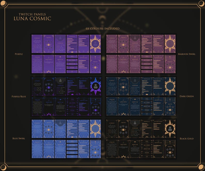 Luna Cosmic Twitch Panels: Gold Tarot Card Style (canva, Photopea) - Etsy
