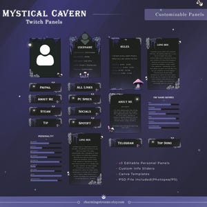 Mystical Cavern Twitch Panels, Customizable, Sliders | Magical Mushroom ...