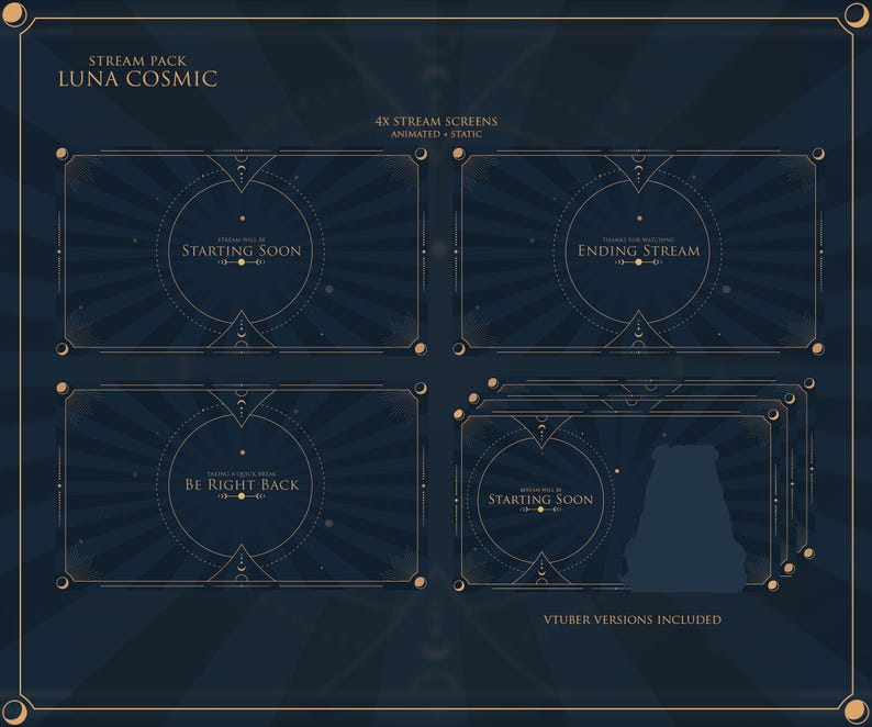 Luna Cosmic Stream Pack for TWITCH | Tarot Cards, Twitch Overlay, Dark ...