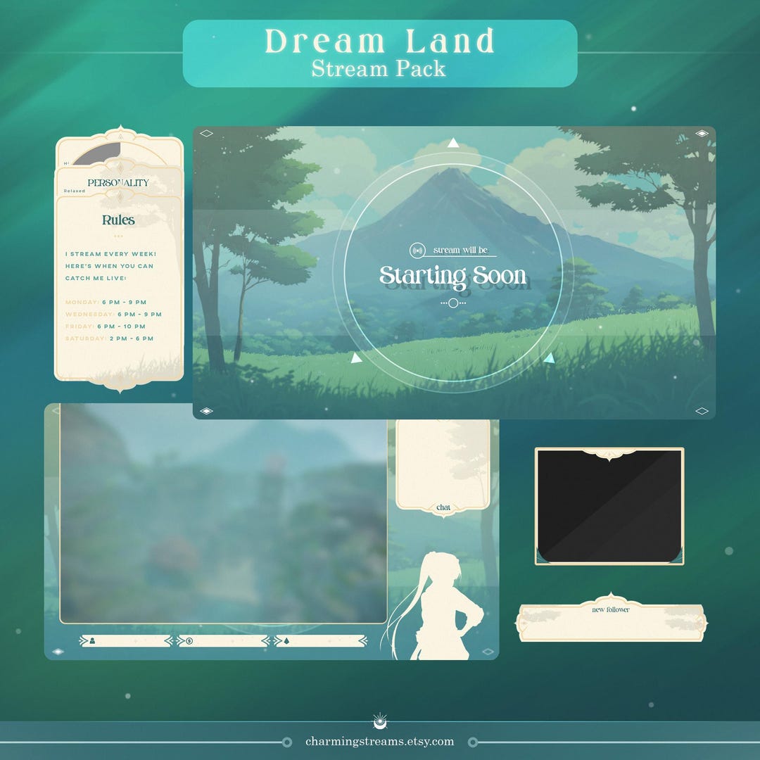 Dream Land Stream Overlay Pack: Anime Landscape, Light Mode (digital ...