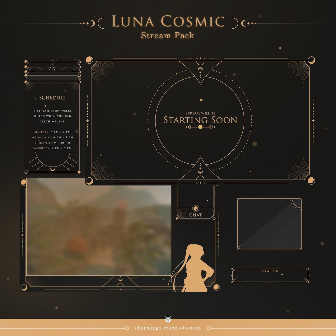 Luna Cosmic Stream Pack for Twitch| Tarot Cards, Twitch Overlay, Black ...