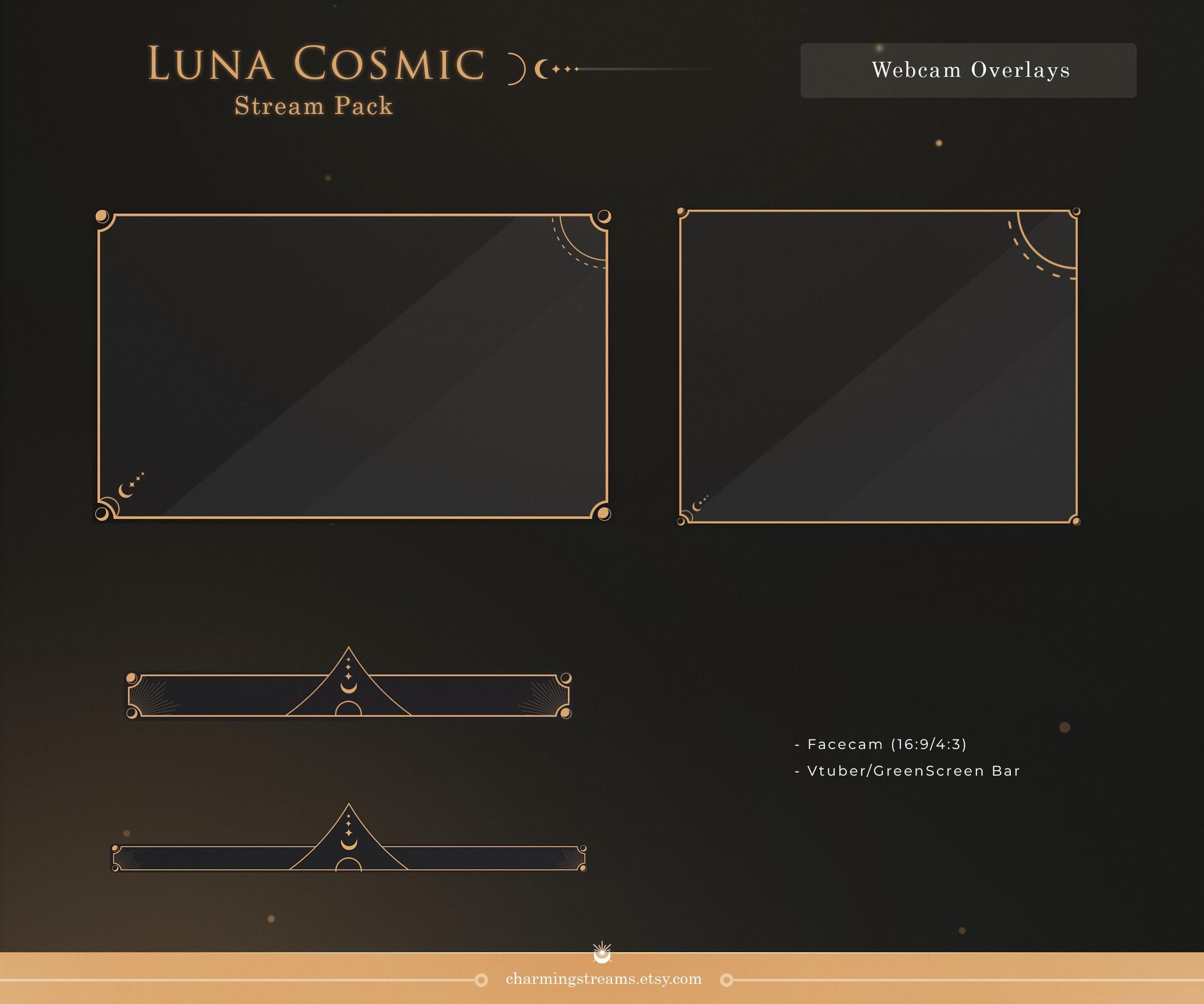 Luna Cosmic Stream Pack for Twitch| Tarot Cards, Twitch Overlay, Black Gold, Astrology ...