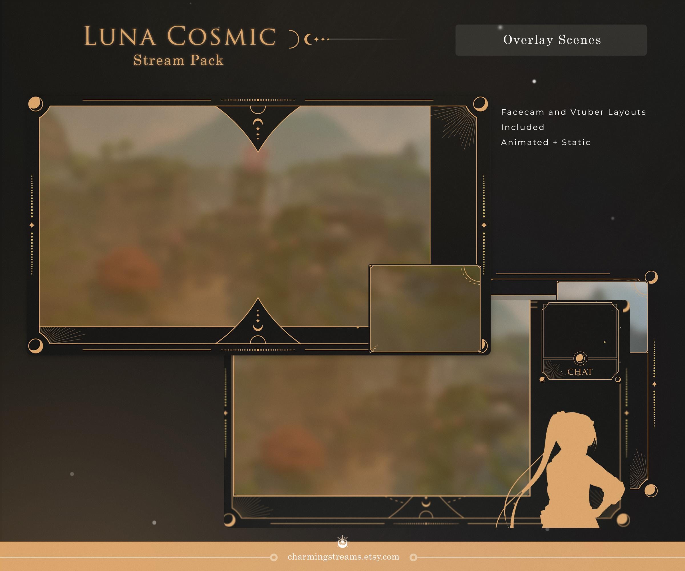 Luna Cosmic Stream Pack for Twitch| Tarot Cards, Twitch Overlay, Black ...