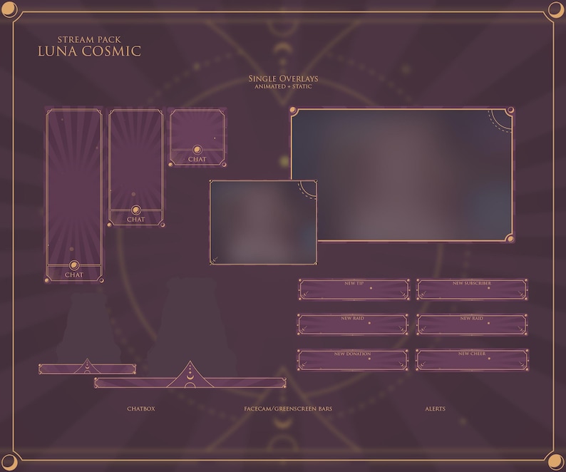 Luna Cosmic Twitch Stream Package: Tarot Card Theme (digital Download ...
