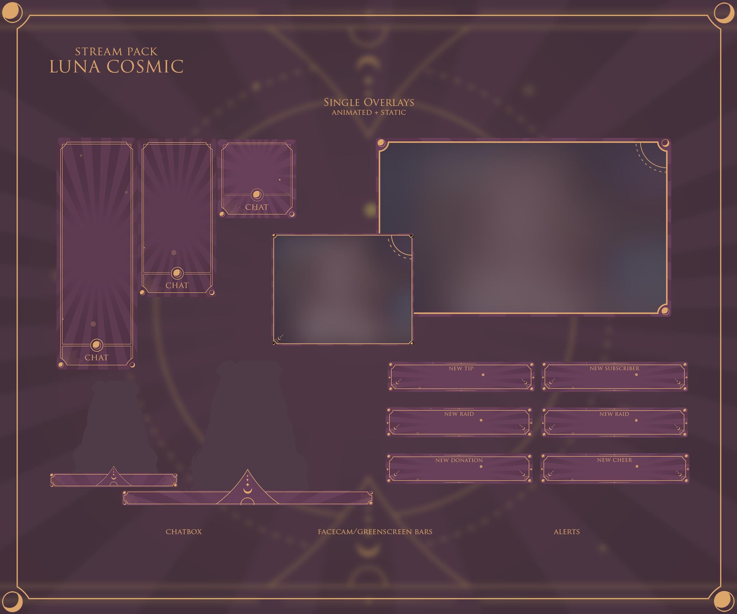 Luna Cosmic Stream Package for TWITCH | Tarot Cards, Twitch Overlay ...