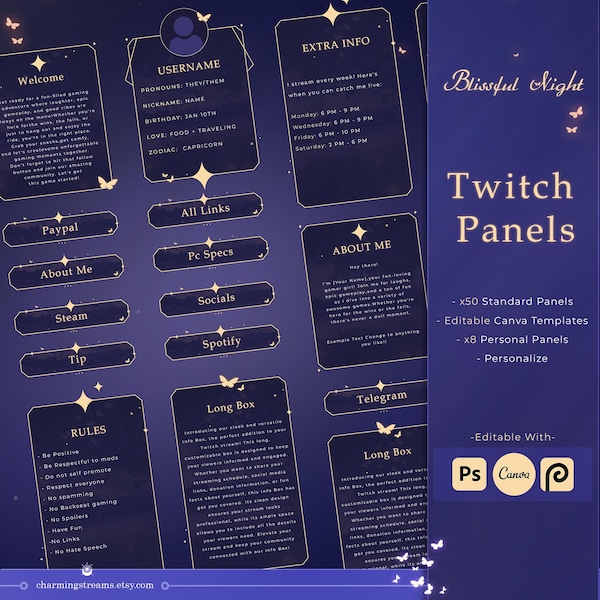 Luna Cosmic Stream Pack for TWITCH Tarot Cards, Twitch Overlay, Dark ...