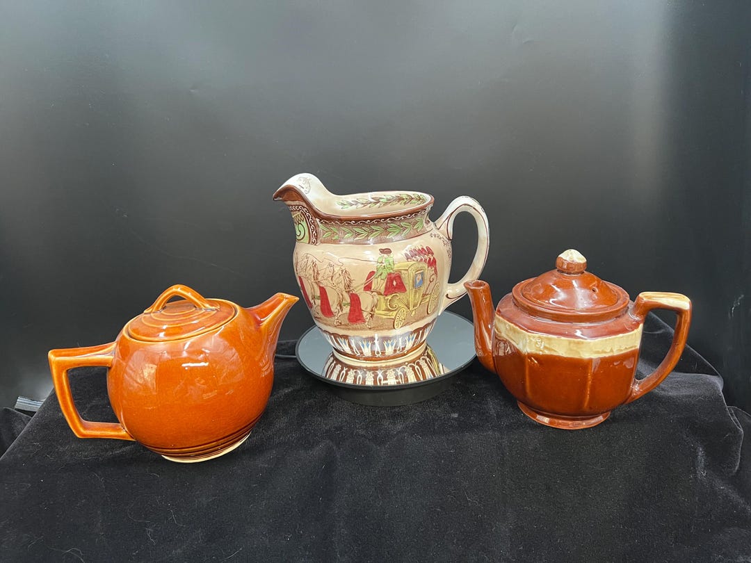 Teapots and Antique Pitcher. [1]mccoy Teapot. [2]buffalo Pottery ...