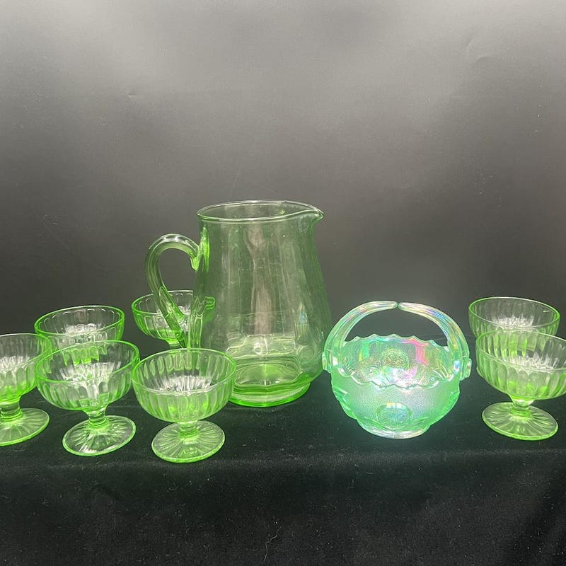 Uranium Glass Pitcher - Etsy