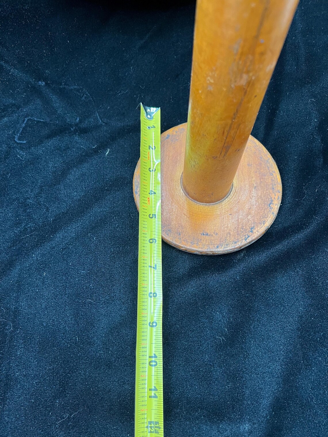 Antique Wooden Textile Spool. 14" Tall With 6" Ends. Metal Interior ...