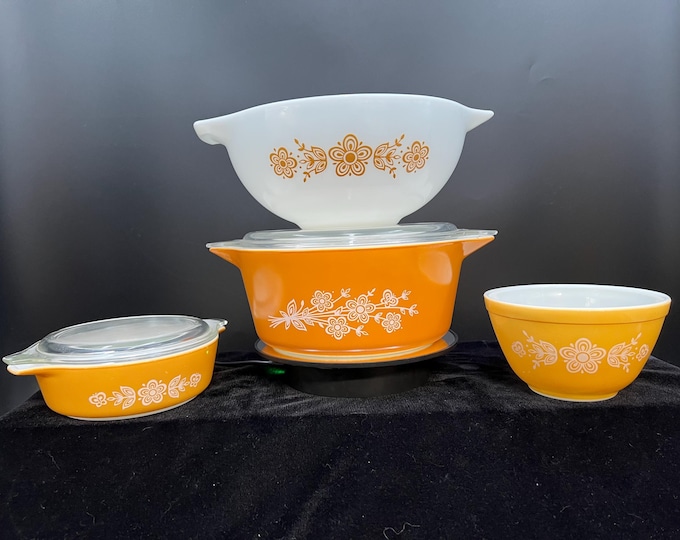 Pyrex Butterfly Flower, Butterfly Gold. Casseroles With LIDS and Bowls ...