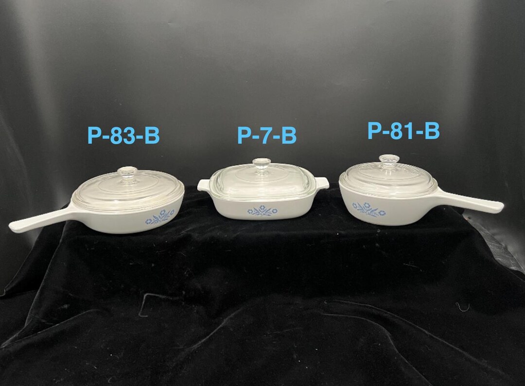 Corning Blue Cornflower. P-7-B (7" Casserole), P-83-B 6.5 SAUCEPAN ...