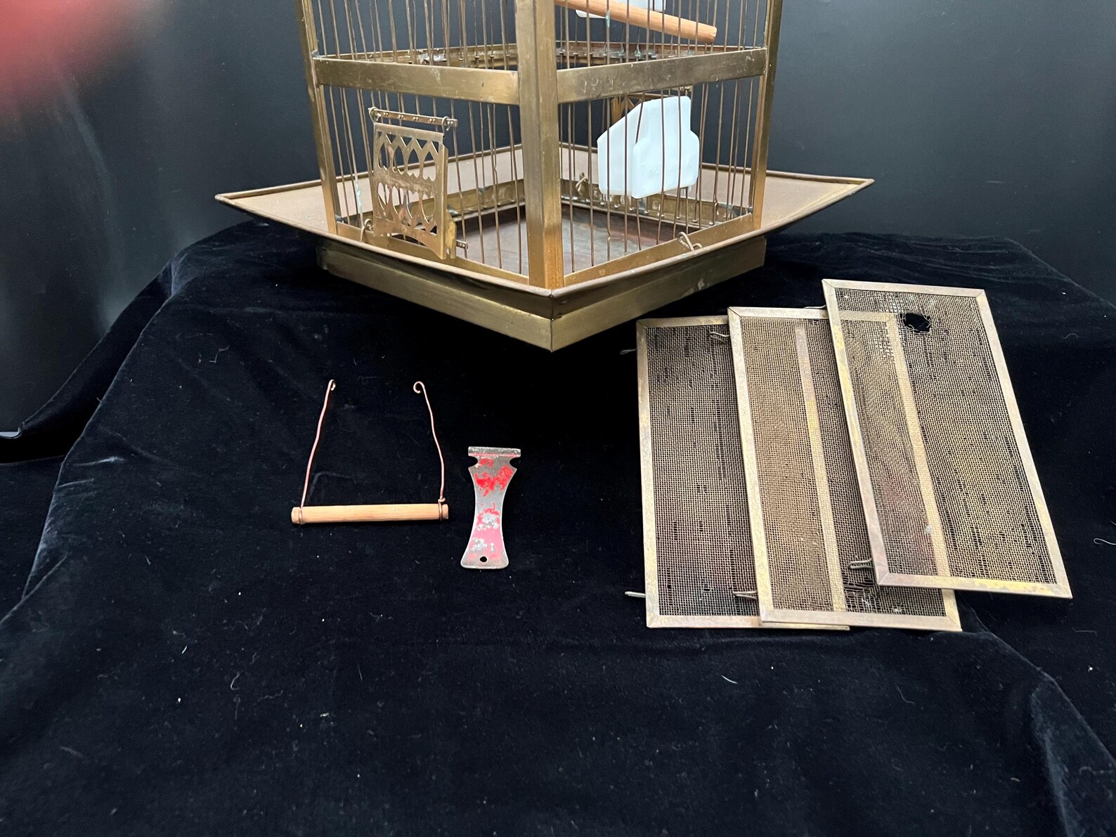 1930s Hendryx Brass Pagoda Bird Cage, Including Original Water ...
