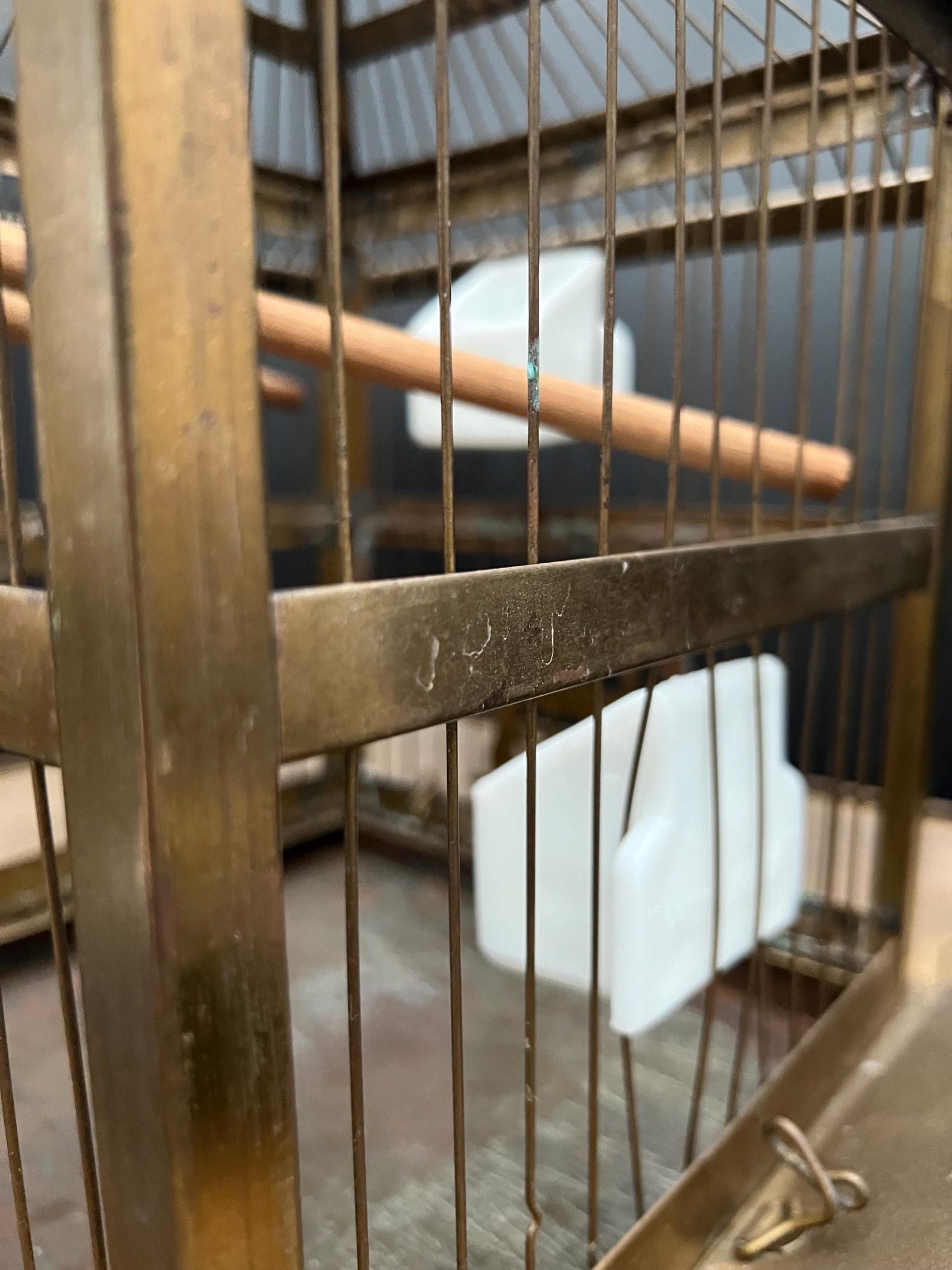 1930s Hendryx Brass Pagoda Bird Cage, Including Original Water ...