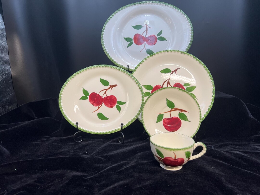 Blue Ridge Pottery - Quaker Apple Pattern. Dinner Plates, Cup and ...