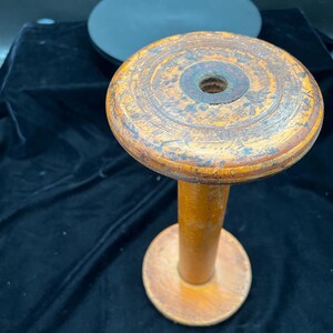Antique Wooden Textile Spool. 14" Tall With 6" Ends. Metal Interior ...