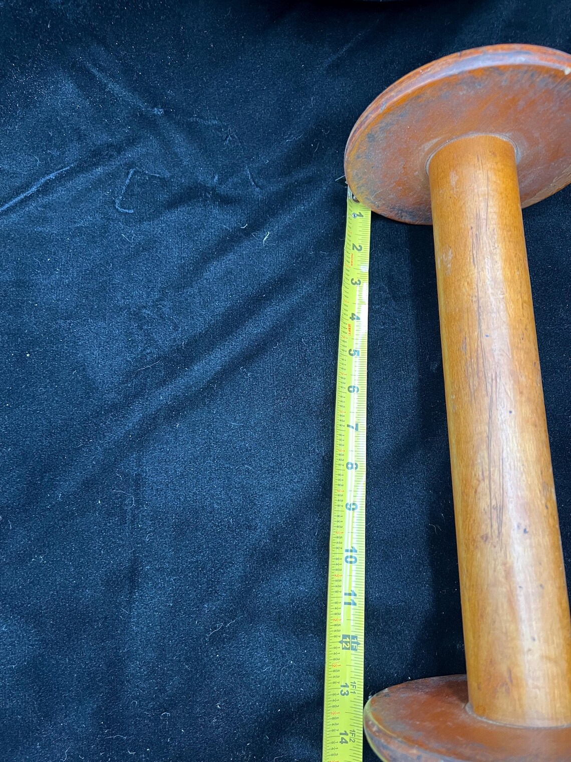 Antique Wooden Textile Spool. 14" Tall With 6" Ends. Metal Interior ...