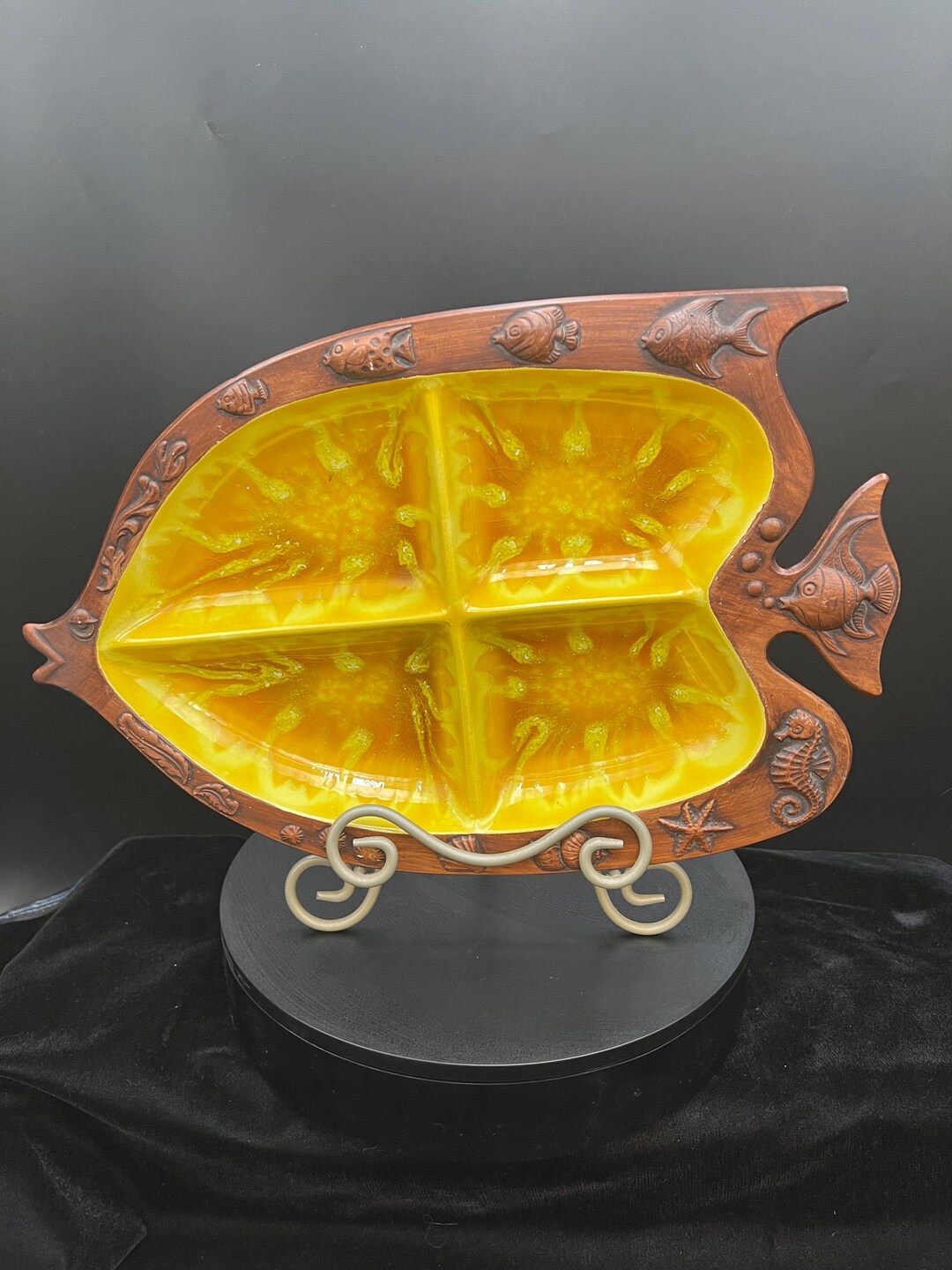 Treasure Craft Angel Fish Appetizer Tray; Vibrant Yellow With Starfish ...