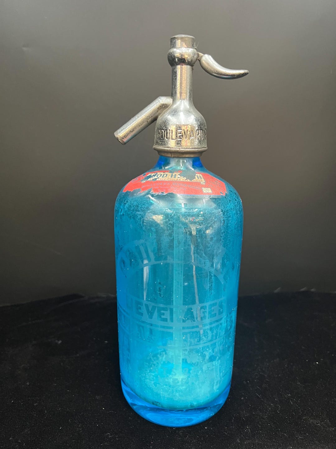 Vintage Teal Blue Glass Seltzer Bottle, Boulevard Beverages, Bronx NY ...