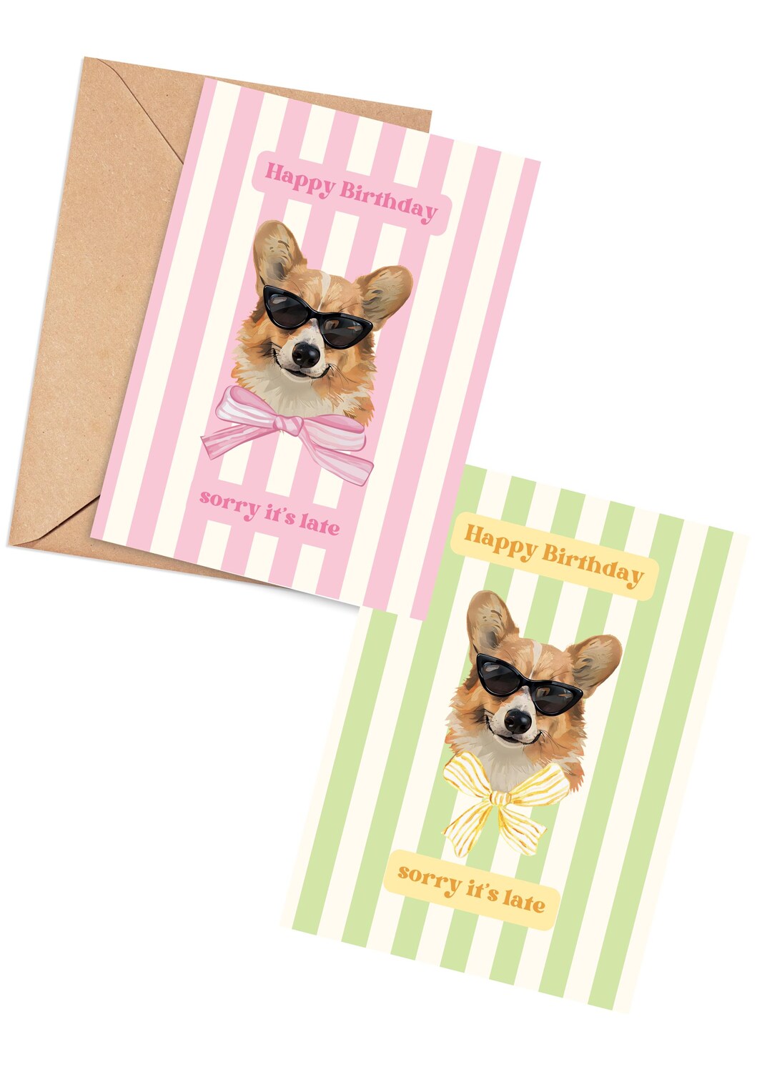 Pembroke Welsh Corgi Belated Birthday Greeting Card, Cute Cardigan ...