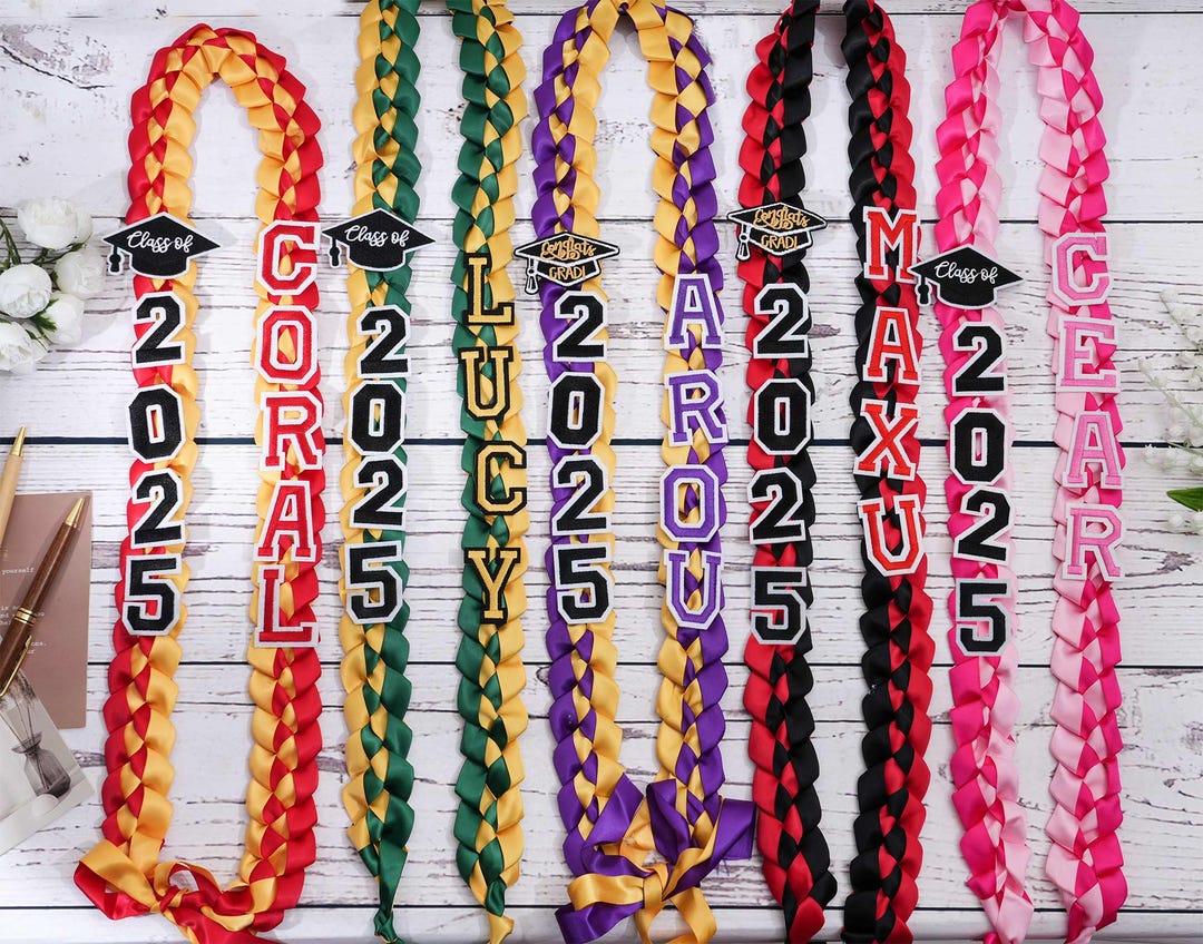 Customized Color Graduation Reversible Ribbon Garland With 2025 and ...