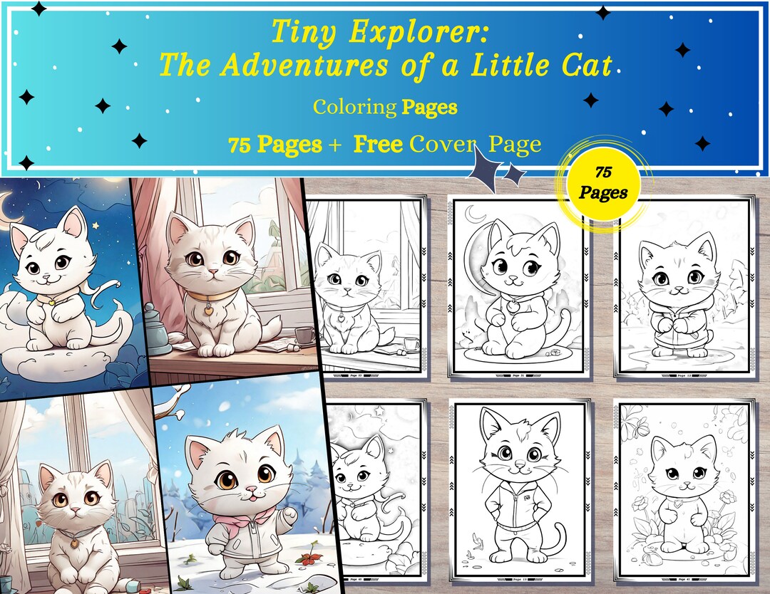 Cute Little Cat Coloring Pages for Kids Printable: the Adventures of a ...
