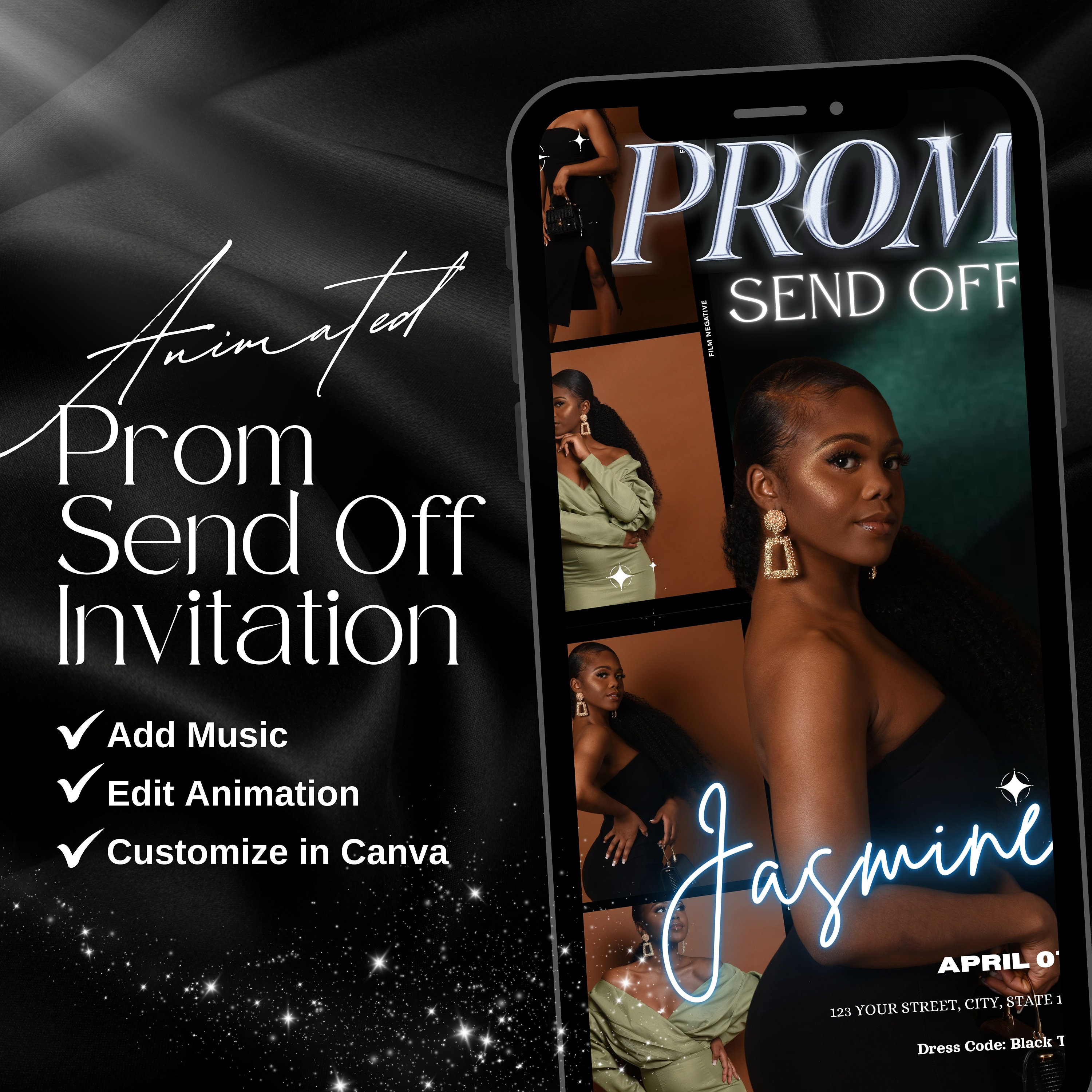 Animated Prom Send off Video Flyer Invitation Digital Grad Party With ...