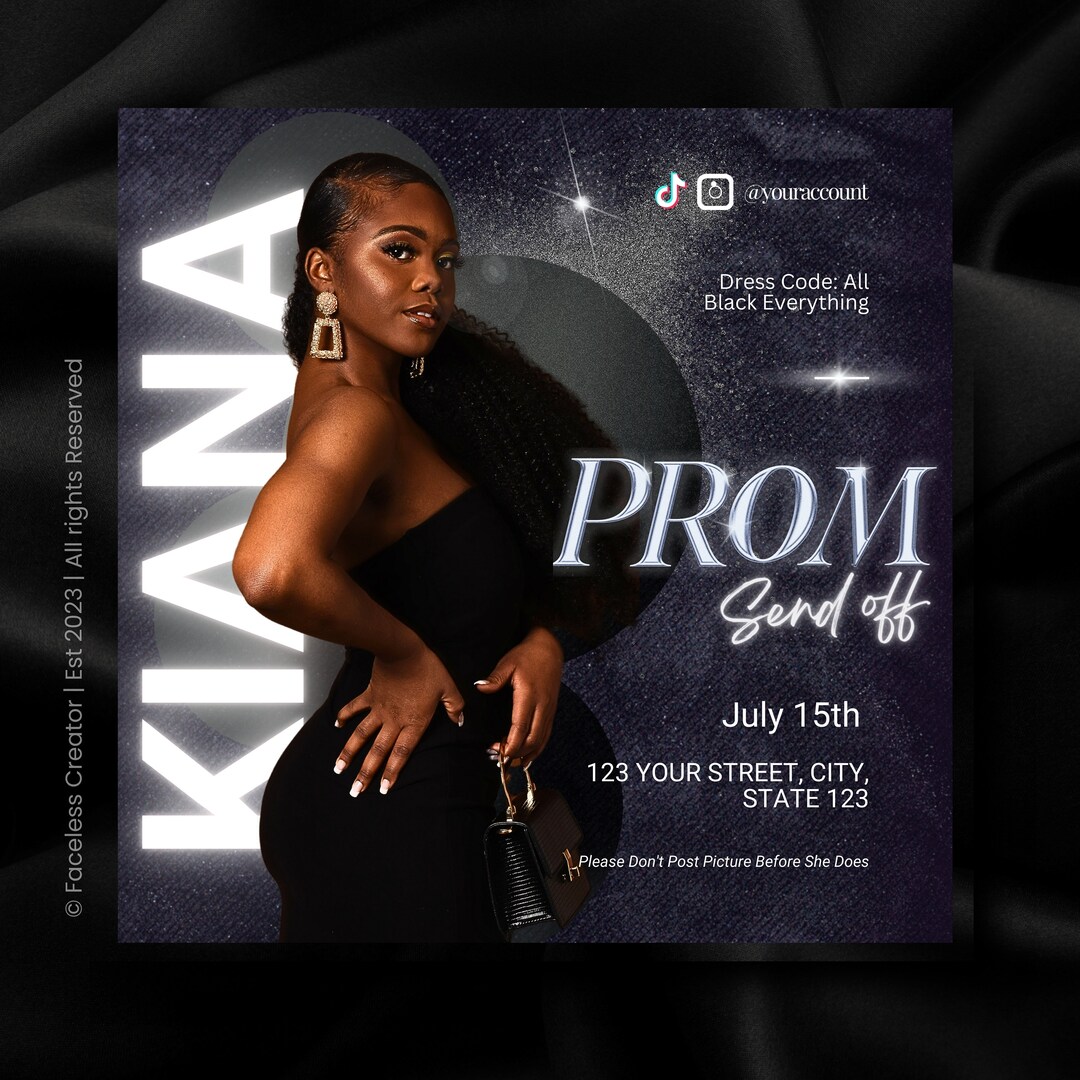 Prom Send off Flyer Black Silver Editable Prom Flyer Canva Template DIY ...