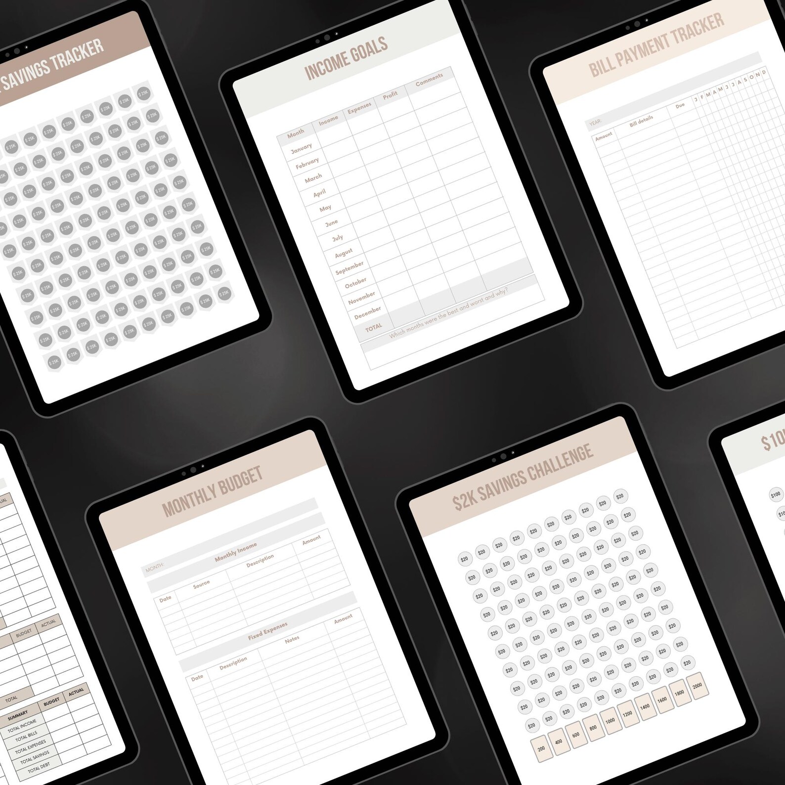 8-in-1 Financial Tracker & Planner Bundle Monthly Budget, Income ...