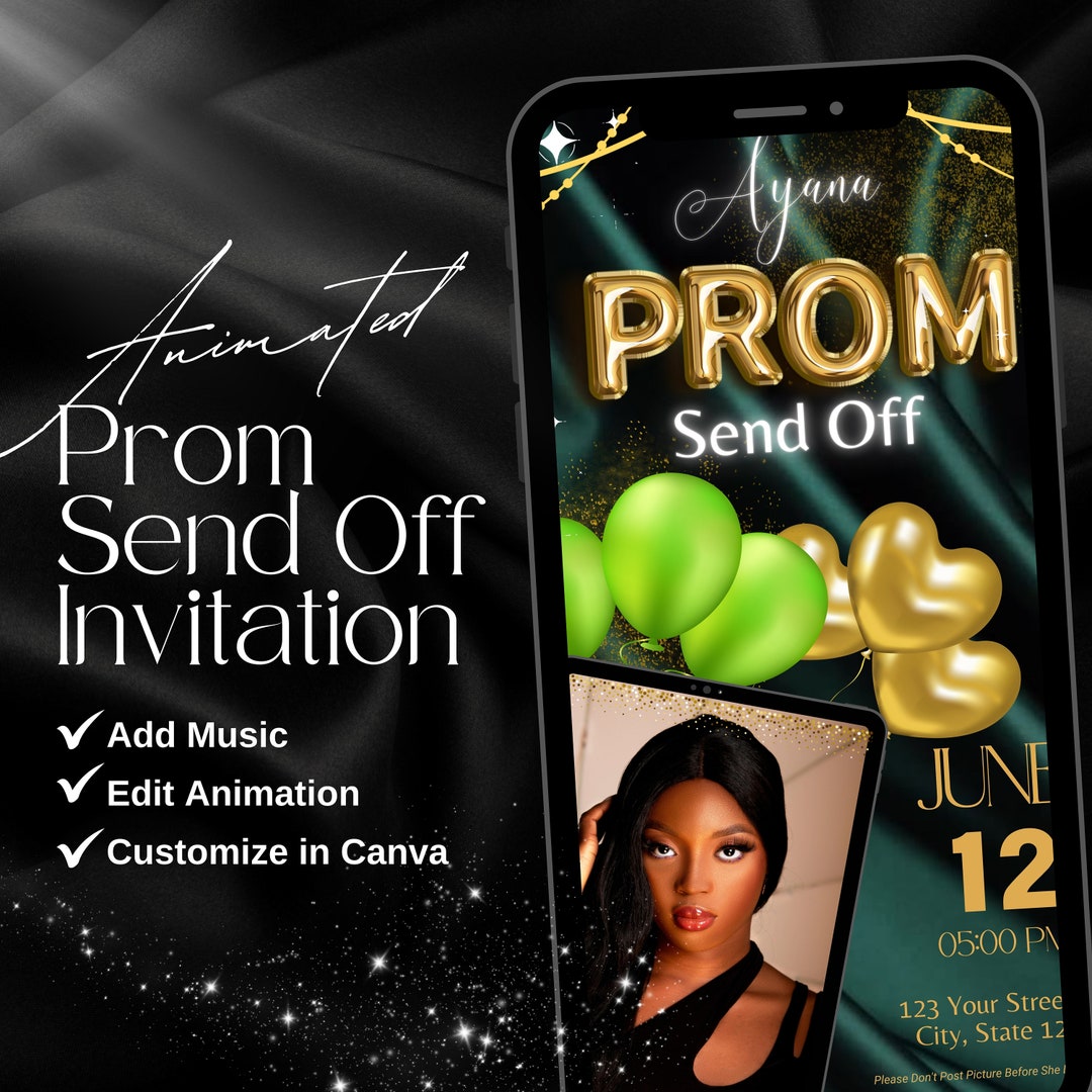 Animated Prom Send off Video Flyer Invitation Digital Grad Party With ...