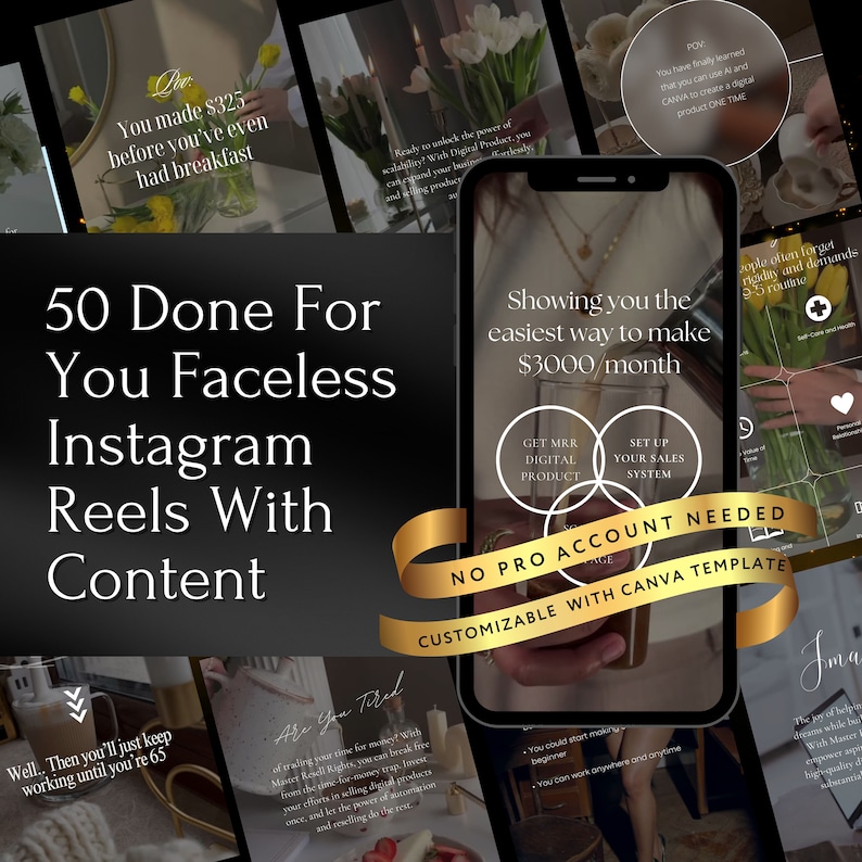 50 Done for You Faceless Instagram Reels With Digital Product Marketing ...