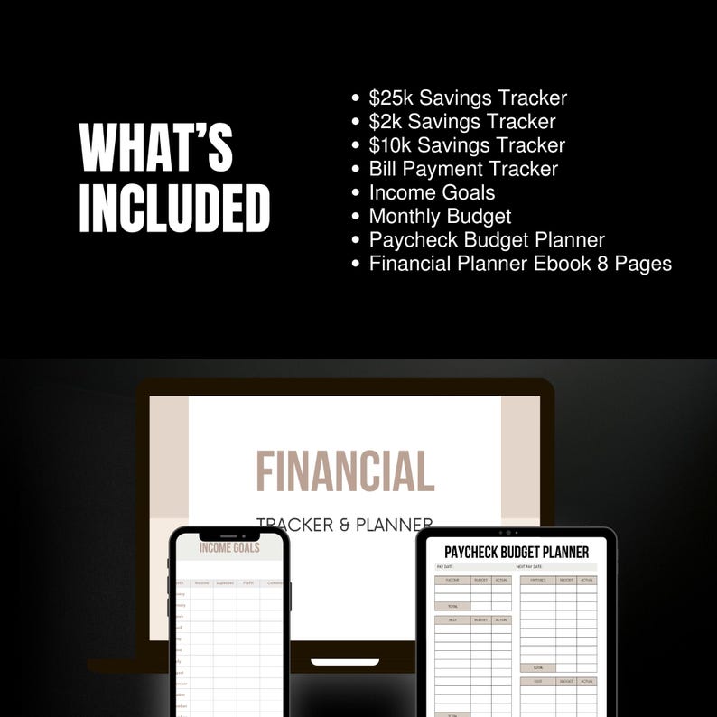8-in-1 Financial Tracker & Planner Bundle Monthly Budget, Income ...
